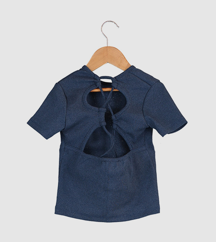 Buy Trendyol Back Cut Out Top In Indigo | 6thStreet Qatar