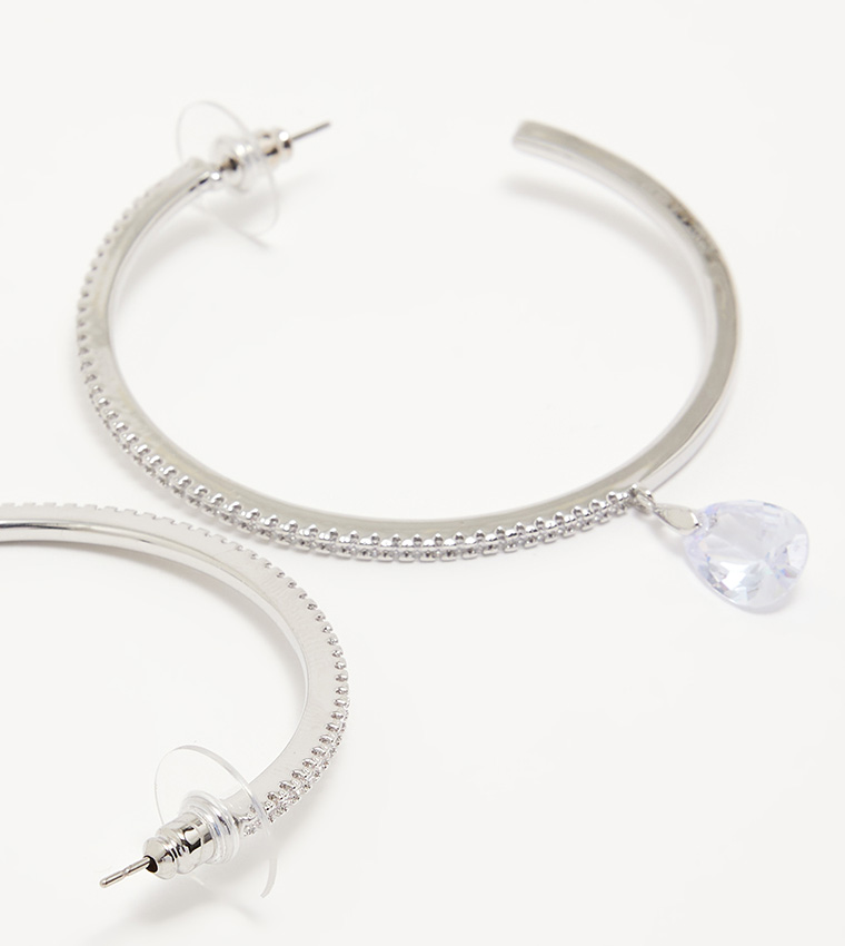 Buy Aldo Accessories ADELAA Silver Tone Half Hoop Earrings In Silver ...