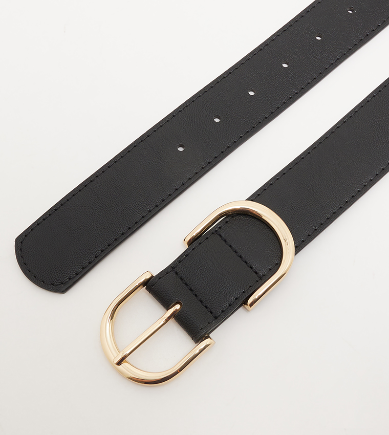Buy Call It Spring ELBONTERIEL Buckle Closure Reversible Belt In Black ...