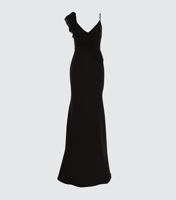 Buy Trendyol Ruffle Evening Dress & Graduation Gown In Black ...