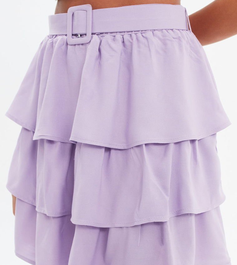 Buy Trendyol Lilac Ruffled Skirt TWOSS21ET0460 In Lilac | 6thStreet Qatar