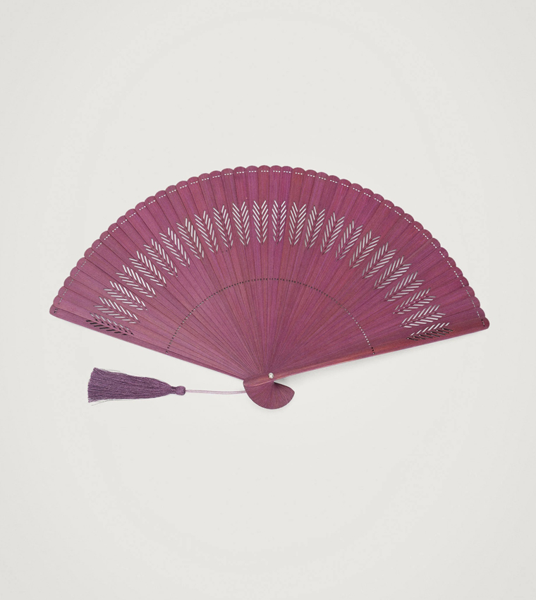 Buy Parfois Perforated Folding Fan With Tassel In Purple | 6thStreet UAE
