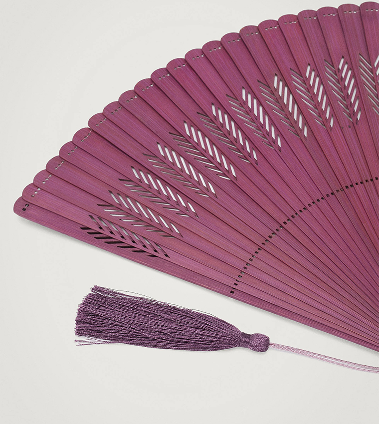 Buy Parfois Perforated Folding Fan With Tassel In Purple | 6thStreet UAE