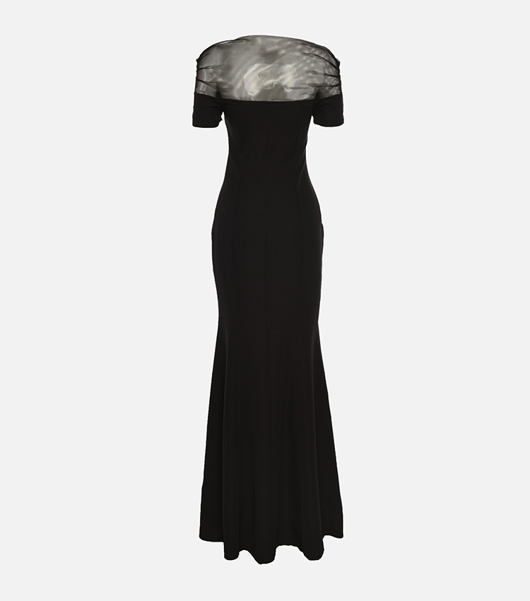 Buy Trendyol Neck Detailed Evening Dress & Graduation Gown In Black ...