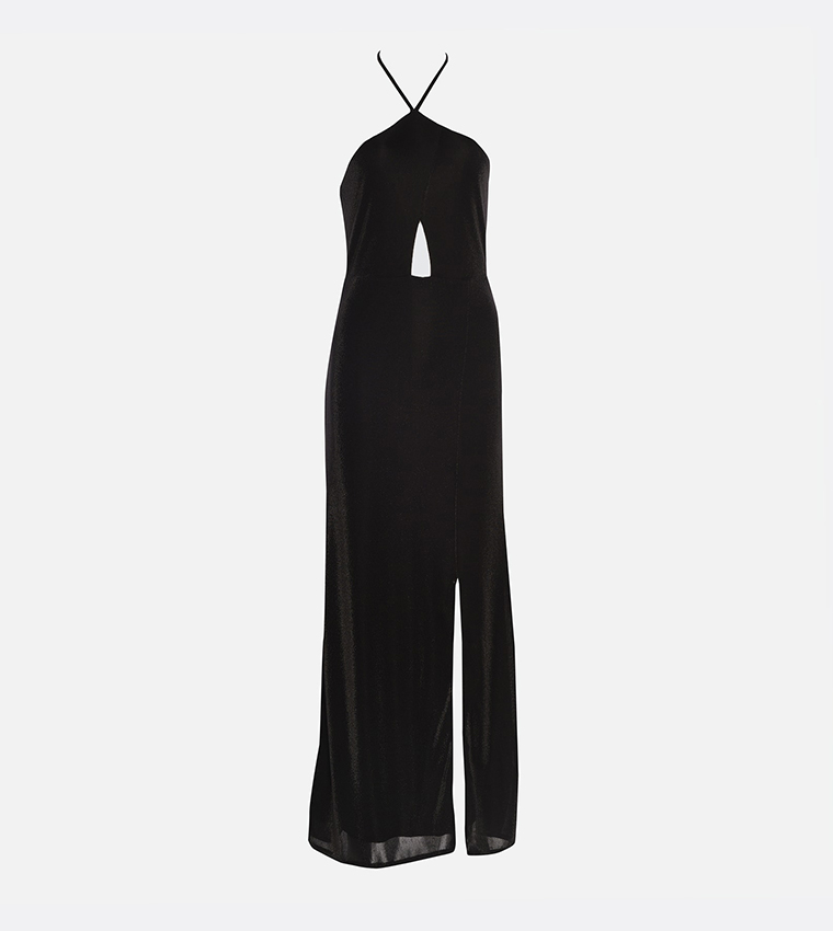 Buy Trendyol Neck Detailed Evening Dress & Graduation Gown In Black ...