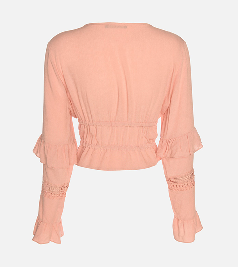 Buy Trendyol Dried Rose Collar Detailed Blouse Tbess21Bz1420 In Red ...