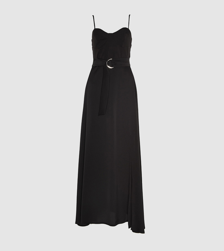 Buy Trendyol Belt Detailed Evening Dress & Graduation Gown In Black ...