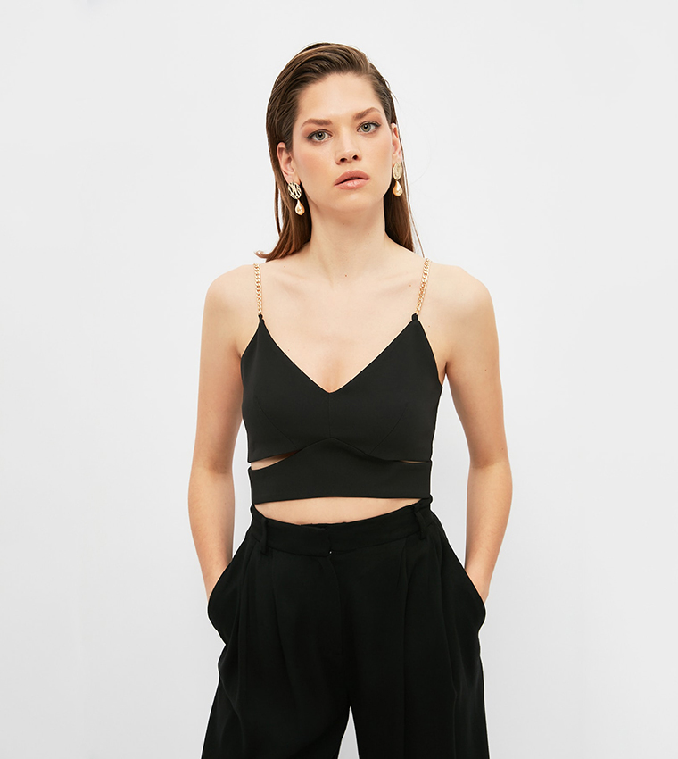 Buy Trendyol Chain Link Crop Top In Black | 6thStreet Qatar