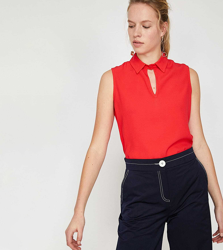 Buy Koton Keyhole Collar Neck Athlete In Red | 6thStreet UAE