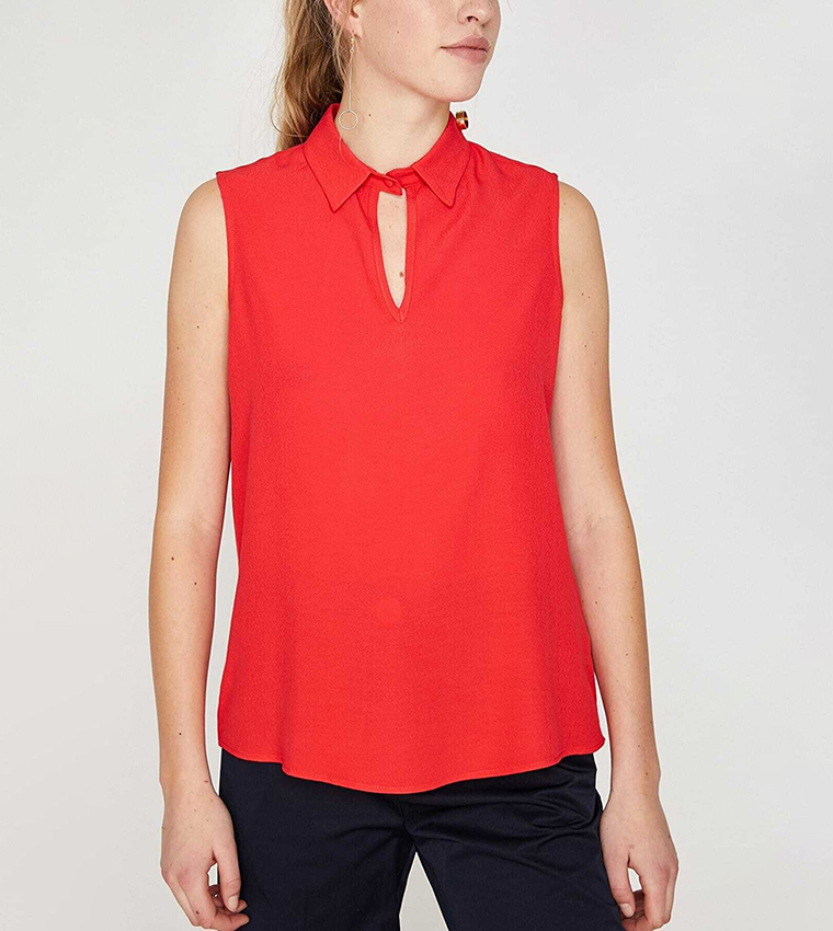 Buy Koton Keyhole Collar Neck Athlete In Red | 6thStreet UAE
