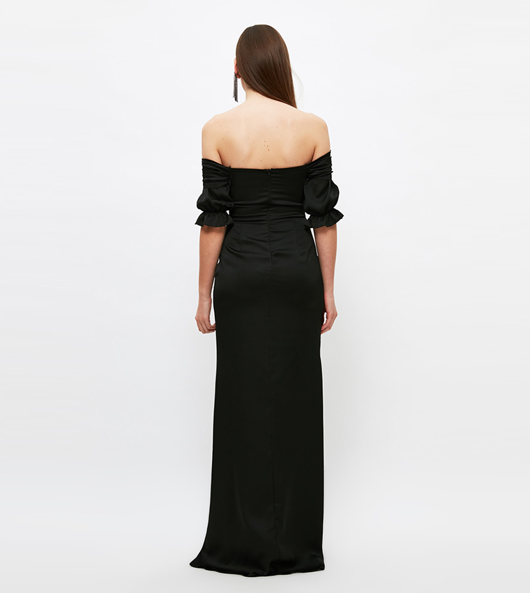 Buy Trendyol Ruffle Detailed Satin Evening Dress & Graduation Dress In ...