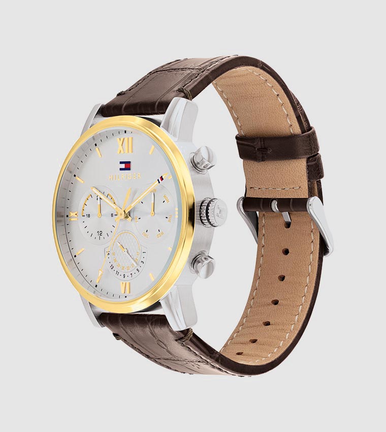 Buy Tommy Hilfiger Round Dial Brown Leather Analog Watch In Brown ...
