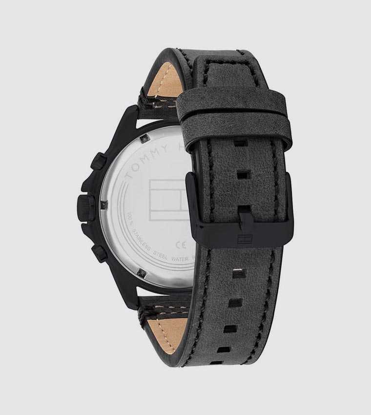 Buy Tommy Hilfiger Round Dial Black Leather Analog Watch In Black ... Buy Tommy Hilfiger Round Dial Black Leather Analog Watch In Black ...