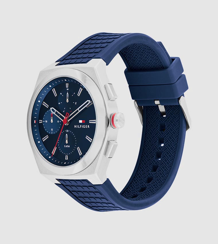 Buy Tommy Hilfiger Connor Blue Dial Silicone Analog Watch In Blue ...