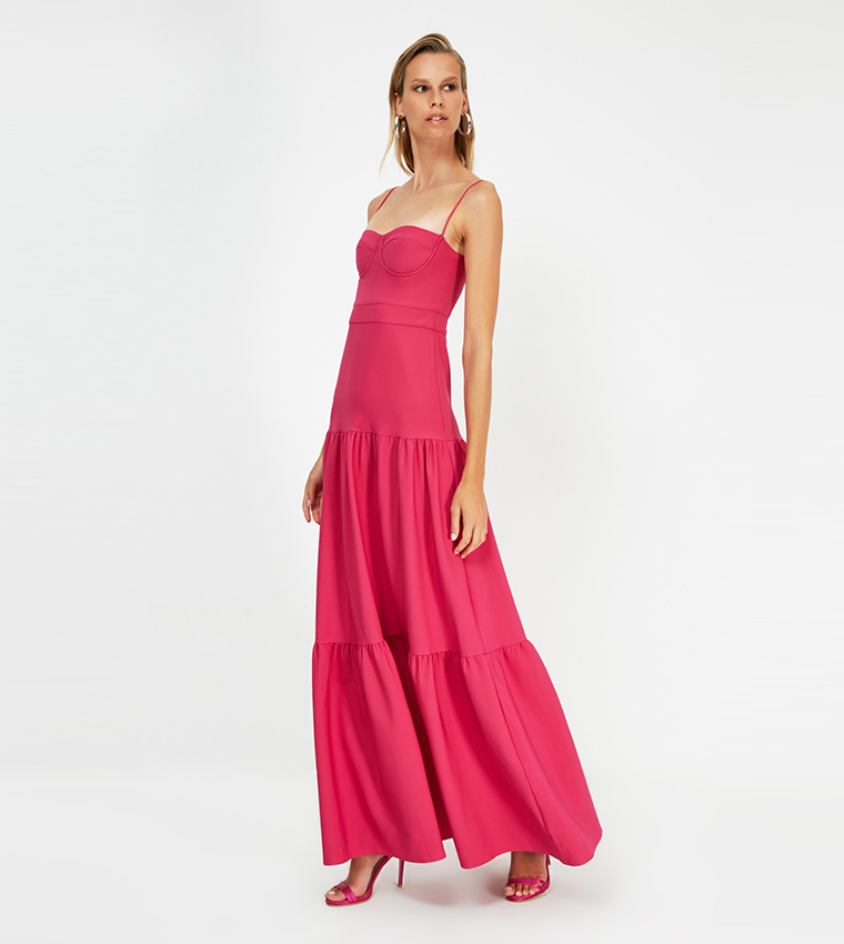 Buy Trendyol Fuchsia Ruffle Detailed Evening Dress & Graduation Dress ...