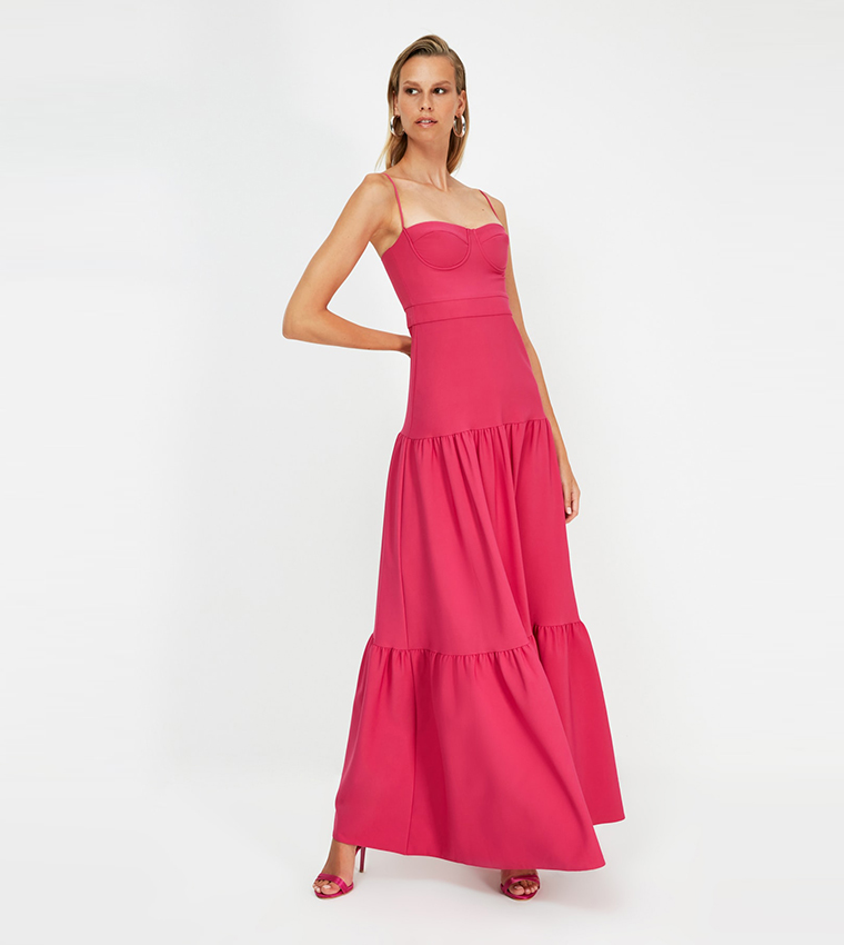Buy Trendyol Fuchsia Ruffle Detailed Evening Dress & Graduation Dress ...