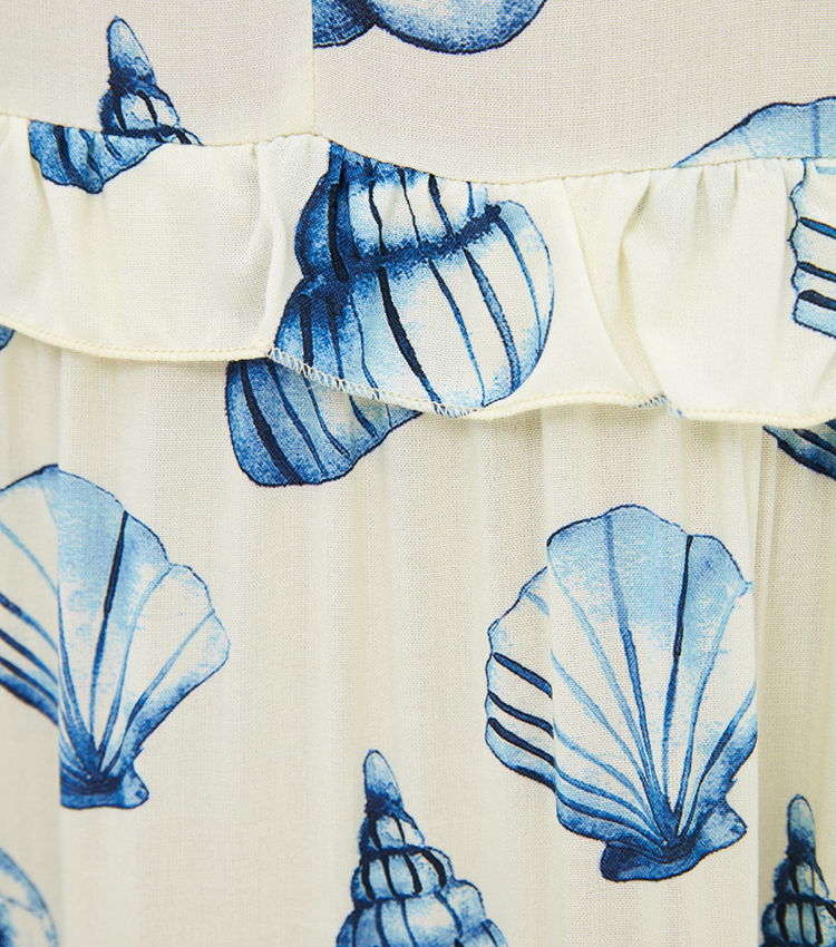 Buy Trendyol Shell Pattern Ruffle Detailed Long Beach Dress In Blue ...
