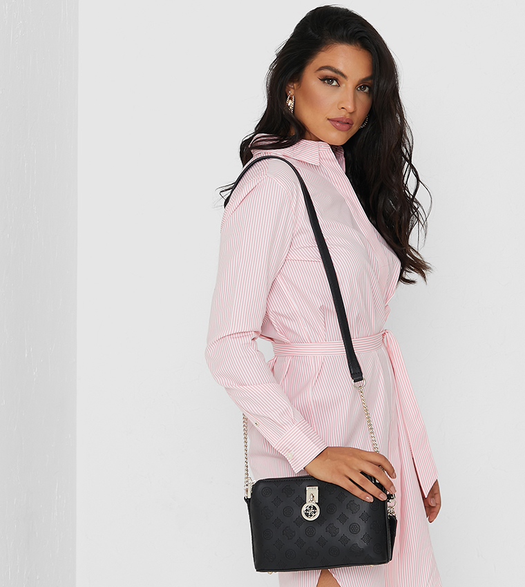 Buy Guess Ninnette Dbl Zip Crossbody Black In Black | 6thStreet Kuwait