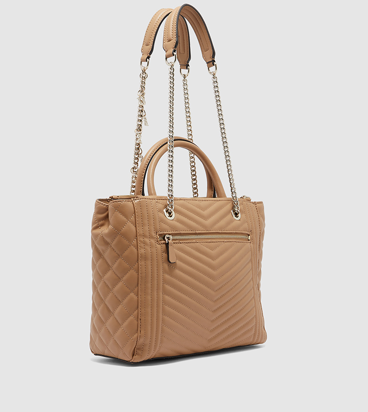 Buy Guess Satchel Bag With Quilted Handles In Beige | 6thStreet Kuwait