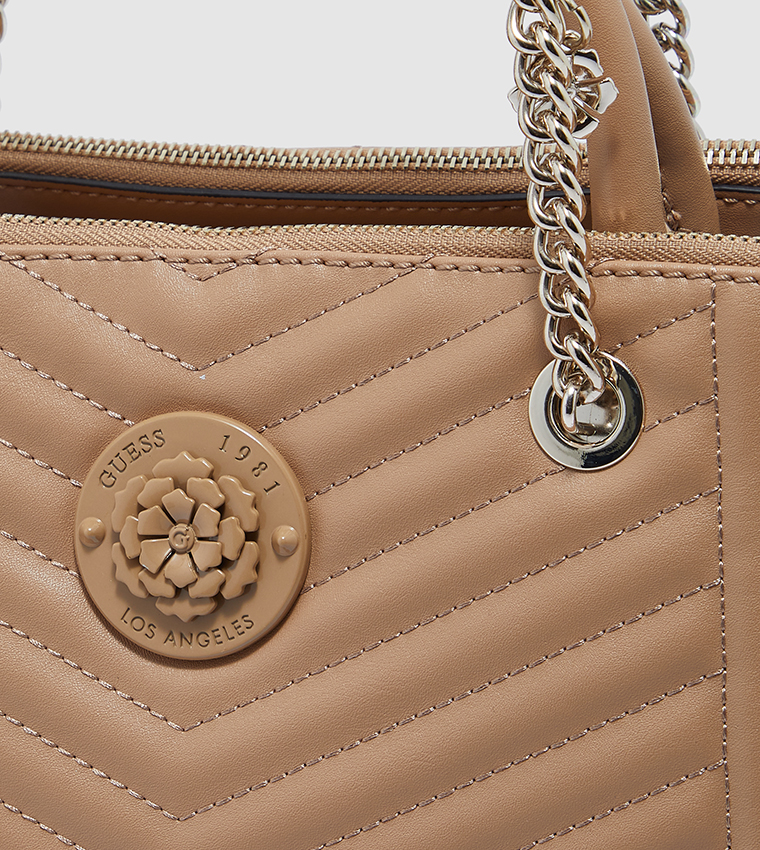 Buy Guess Satchel Bag With Quilted Handles In Beige | 6thStreet Kuwait
