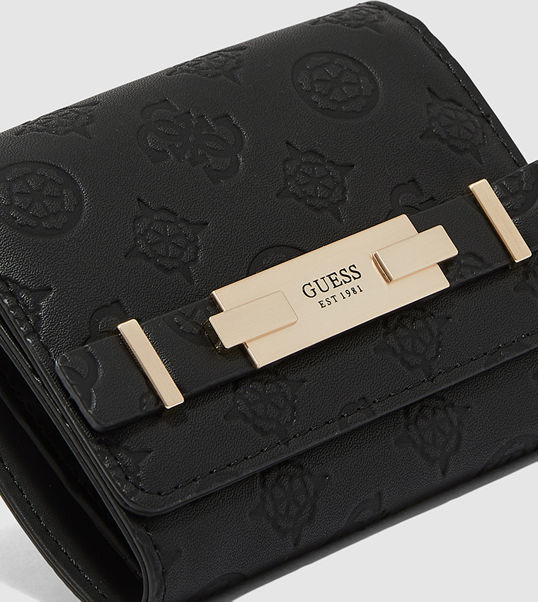 Buy Guess Embossed Leather Trifold Wallet In Black | 6thStreet Saudi Arabia