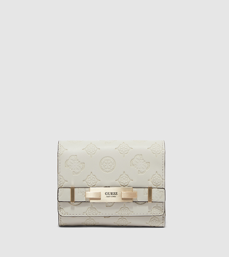 Buy Guess Embossed Leather Trifold Wallet In Grey | 6thStreet Kuwait