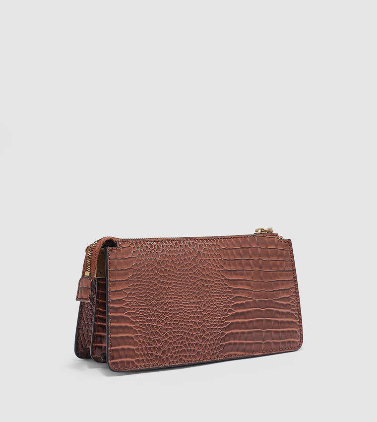 Buy Guess Raffia Mini Cross Body Top Zip In Brown | 6thStreet Kuwait