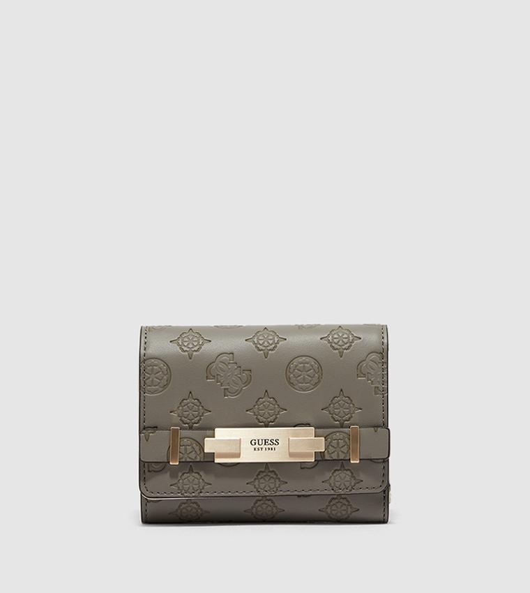 Buy Guess Embossed Leather Trifold Wallet In Brown | 6thStreet Bahrain