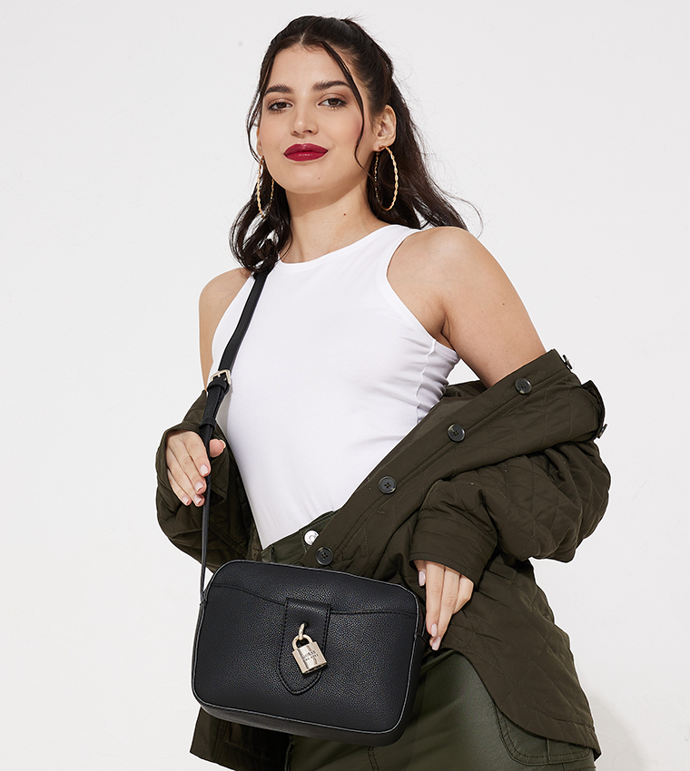 Buy Guess Jardine Textured Crossbody Bag In Black | 6thstreet Kuwait