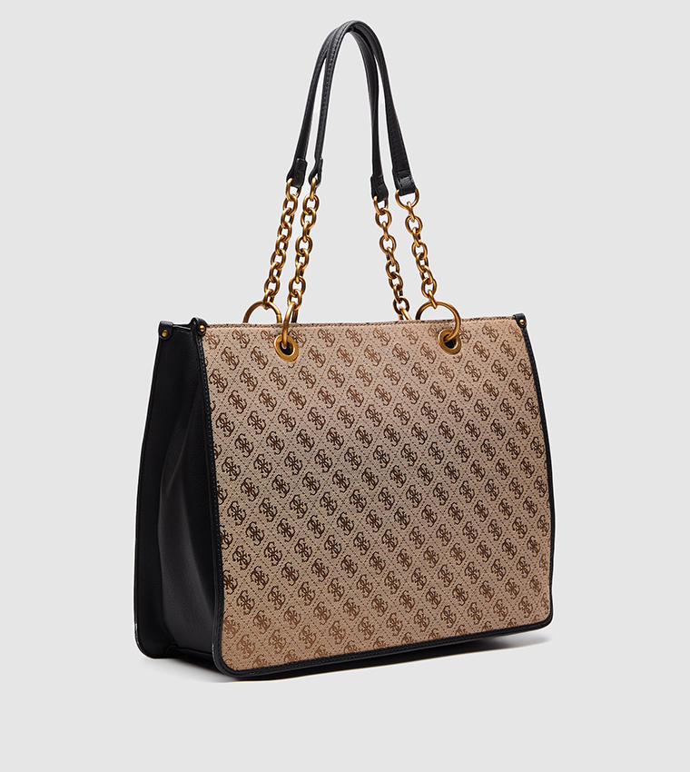 Buy Guess Aviana Logo Detailed Tote Bag In Beige | 6thStreet Saudi Arabia