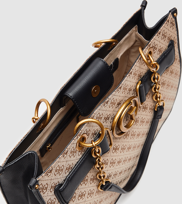 Buy Guess Aviana Logo Detailed Tote Bag In Beige | 6thStreet Saudi Arabia