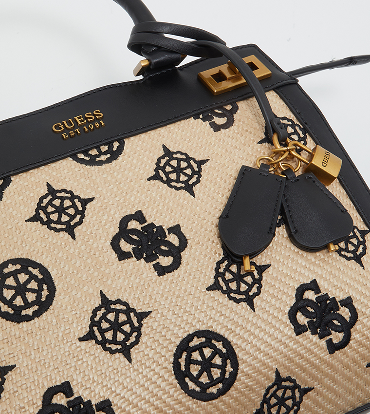 Buy Guess Katey Logo Detailed Luxury Satchel In Black | 6thStreet Qatar