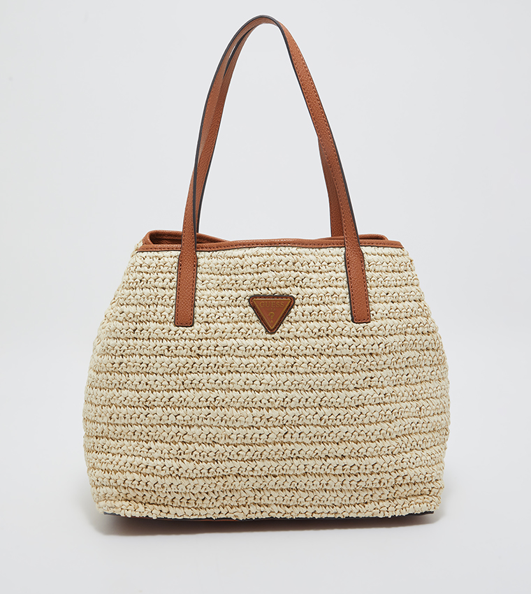 Buy Guess Vikky Logo Detailed Tote Bag In Beige | 6thStreet UAE