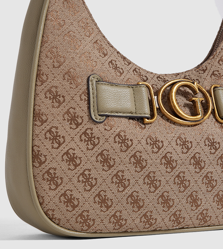Buy Guess Monogram Patterned Hobo Bag In Brown | 6thStreet Saudi Arabia