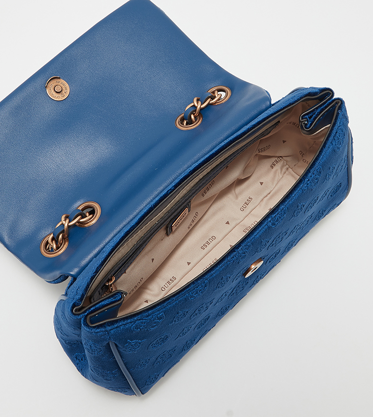 Buy Guess Inia Convertible Logo Detailed Shoulder Bag In Blue ...