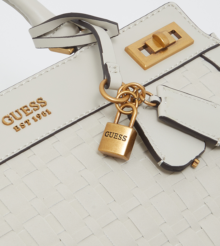 Buy Guess Katey Logo Detailed Luxury Satchel In White | 6thStreet Saudi ...