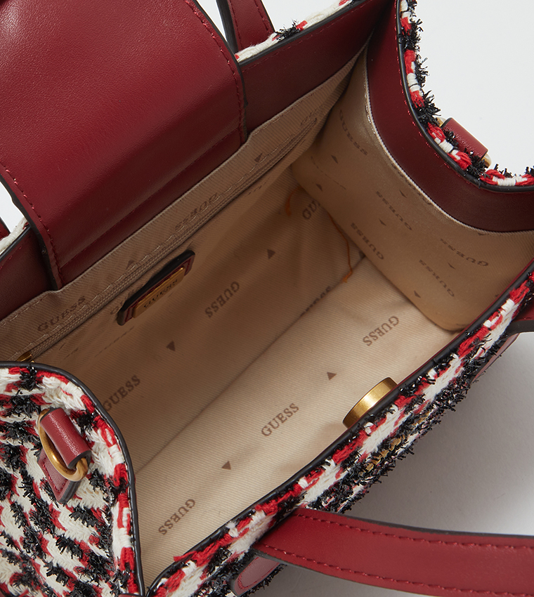 Buy Guess Silvana Logo Detailed Mini Tote Bag In Maroon | 6thStreet Kuwait