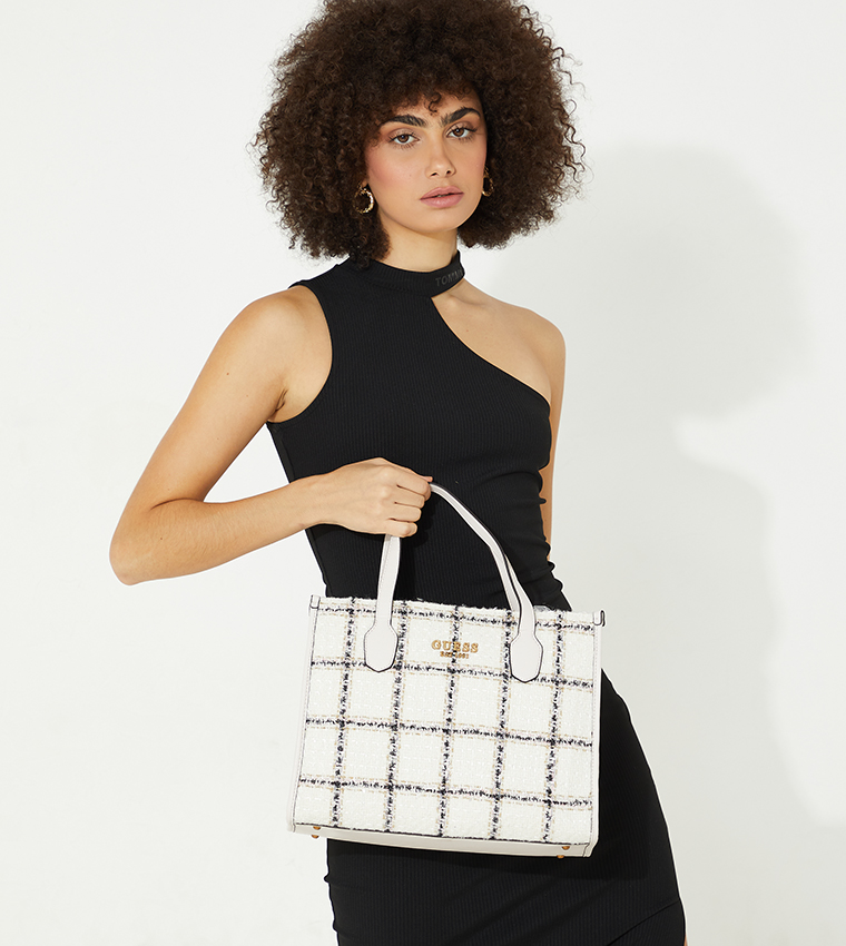 Buy Guess Silvana Logo Detailed Tote Bag In White | 6thStreet UAE