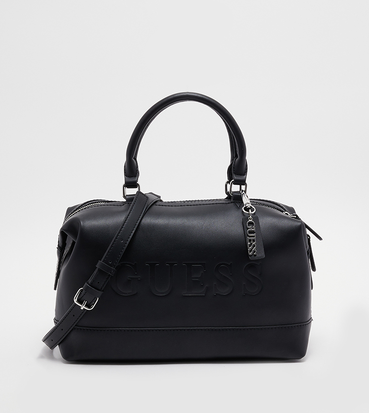 Buy Guess Lindenberg Logo Embossed Satchel Bag In Black | 6thStreet Bahrain