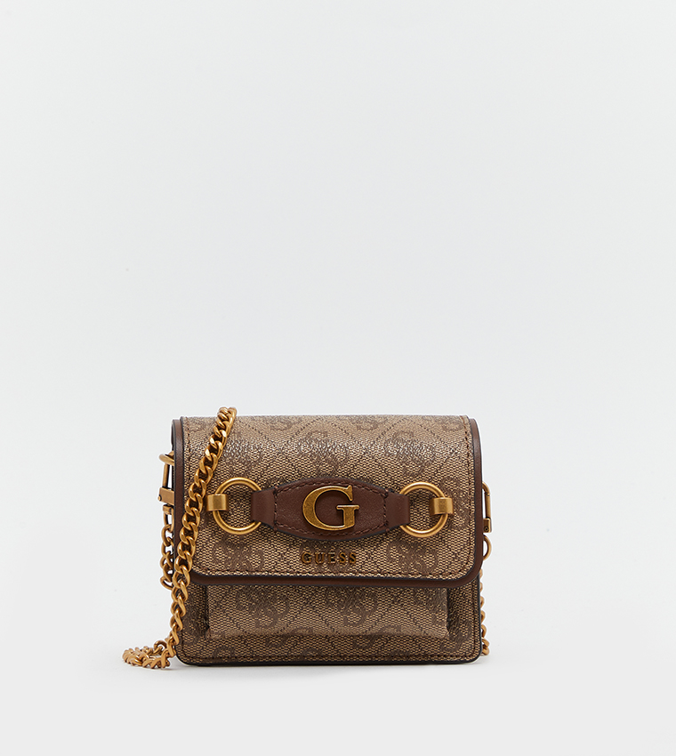 Buy Guess Izzy Micro Logo Detailed Mini Bag In Brown | 6thStreet UAE