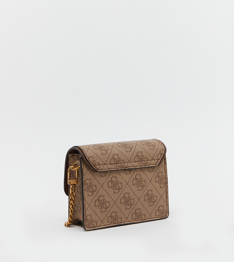 Buy Guess Izzy Micro Logo Detailed Mini Bag In Brown | 6thStreet UAE