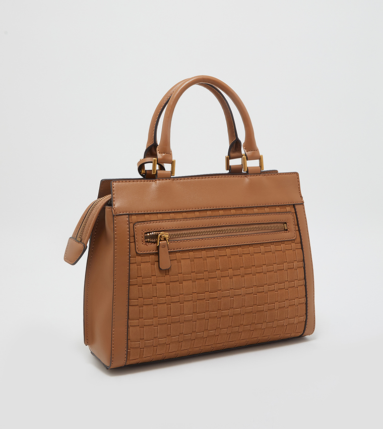Buy Guess Katey Logo Detailed Luxury Satchel In Brown | 6thStreet Saudi ...
