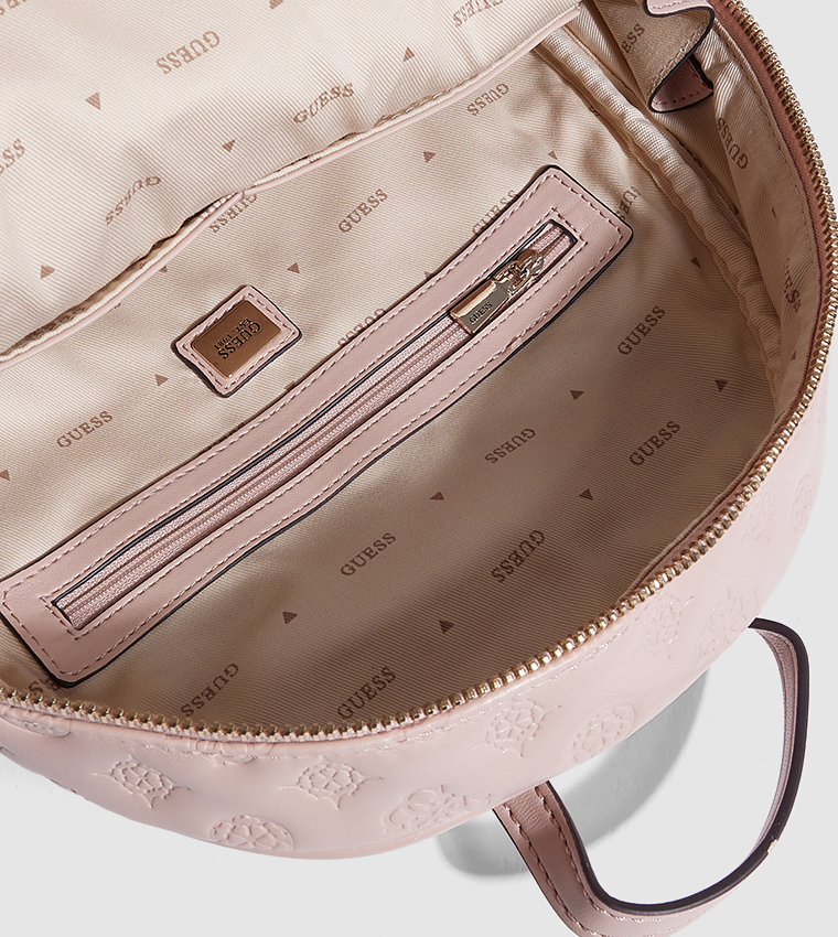 Buy Guess Logo Debossed Zip Around Backpack In Pink | 6thStreet Qatar