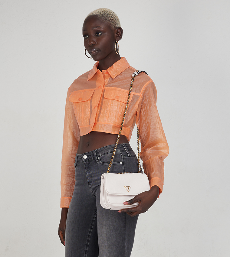Buy Guess Becci Textured Convertible Crossbody Bag In Off White 6thstreet Qatar
