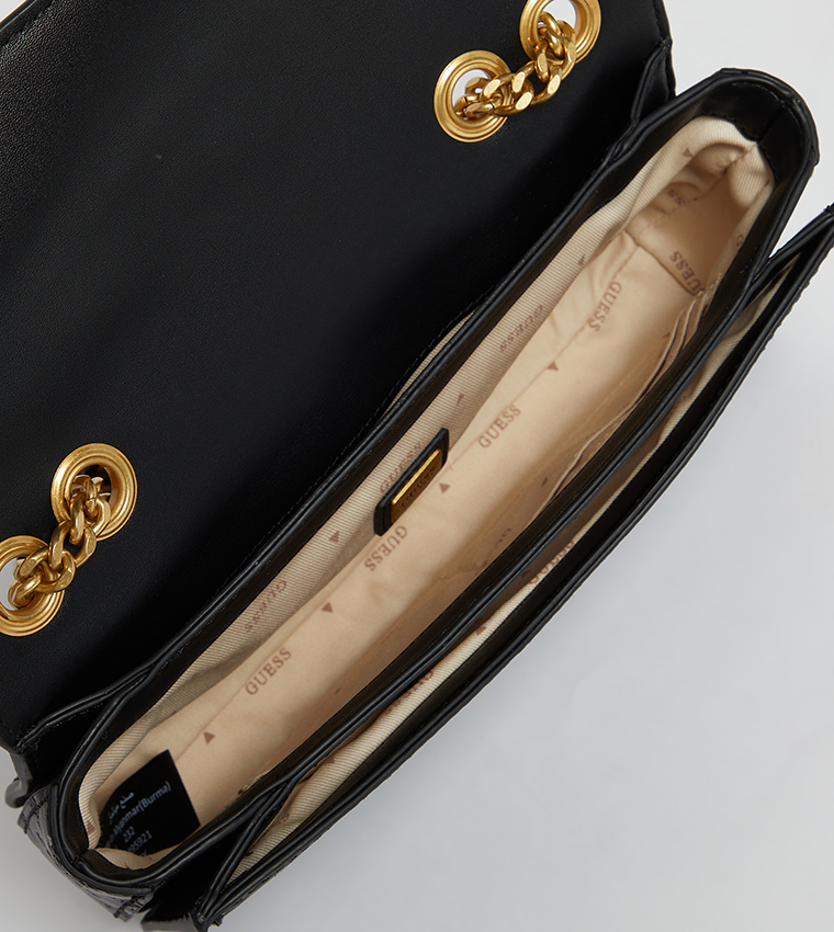 Buy Guess GEVA Logo Detail Convertible Crossbody Bag In Black ...