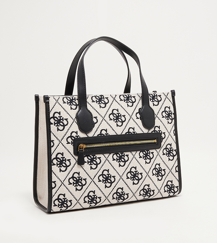 Buy Guess SILVANA Monogram Embroidered Tote Bag In Black | 6thstreet Qatar
