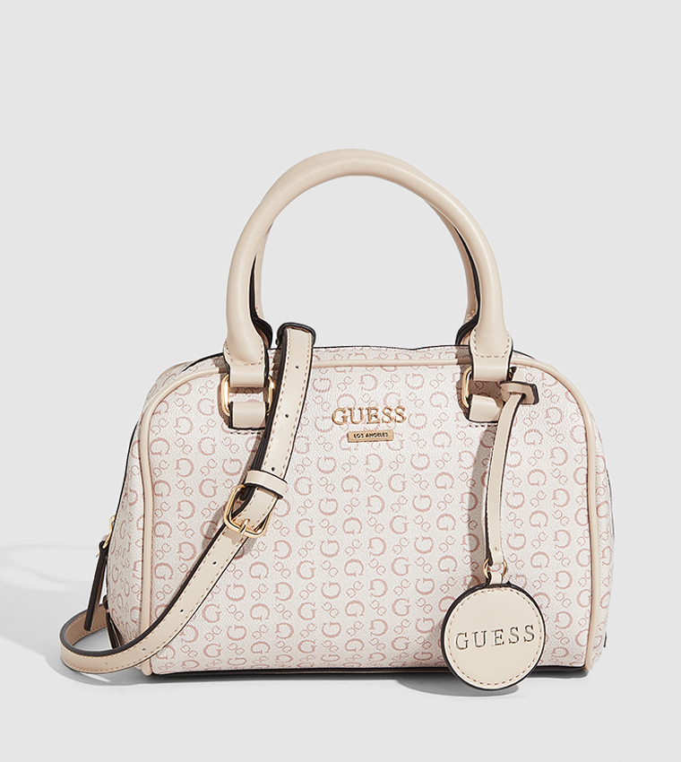 Buy Guess Monogram Patterned Satchel Bag In Beige | 6thStreet Saudi Arabia