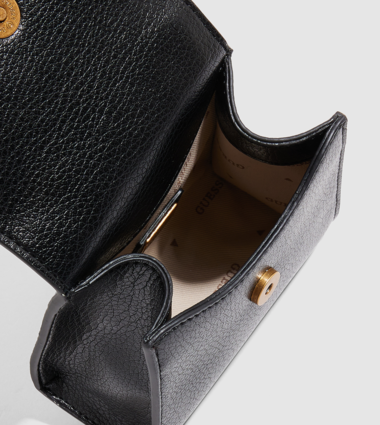 Buy Guess Logo Detail Textured Mini Bag In Black | 6thstreet Kuwait