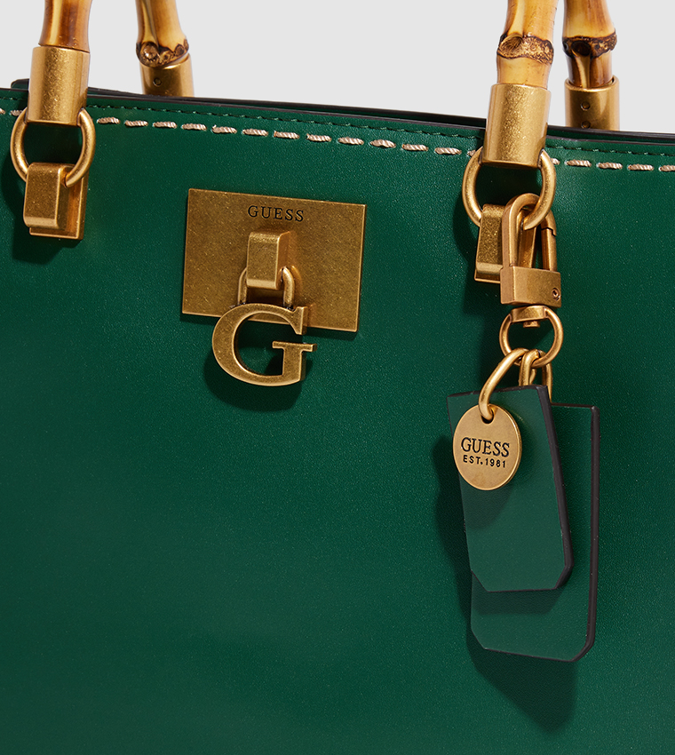 Buy Guess Bamboo Handle Satchel Bag In Green | 6thStreet Oman
