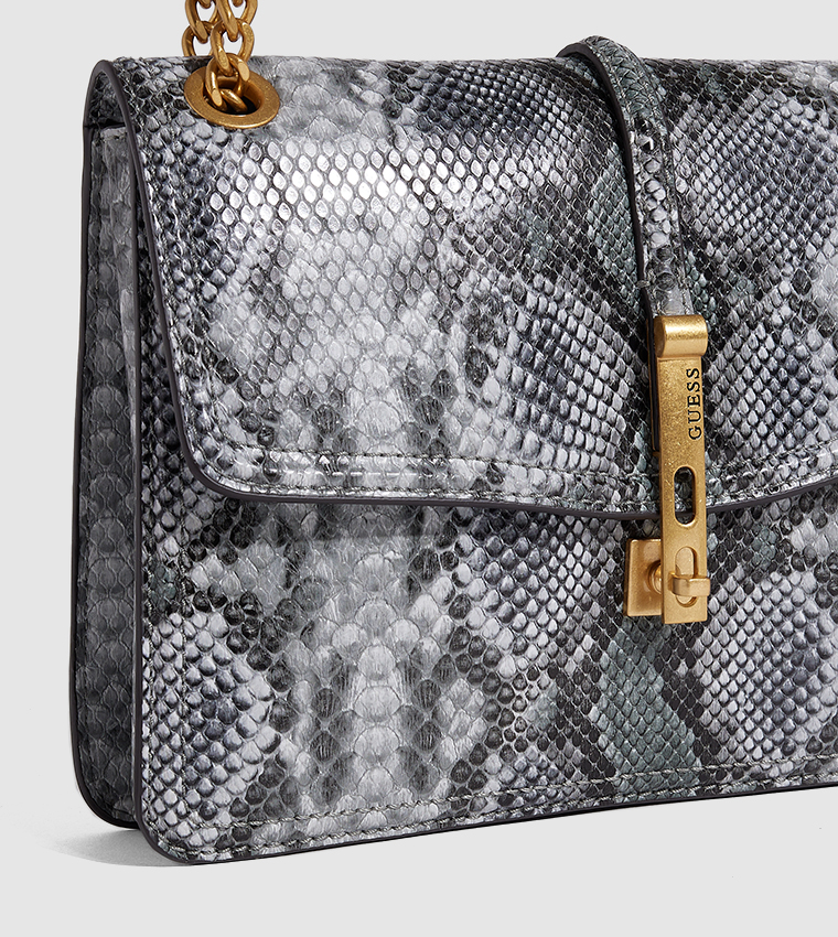 Buy Guess Snakeskin Convertible Shoulder Bag In Black | 6thStreet UAE